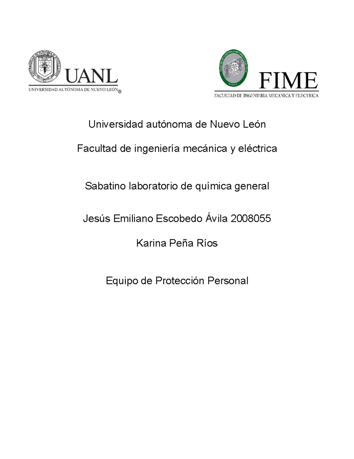 EPP Lab química 1 - Universidad autónoma de Nuevo León Facultad de ...