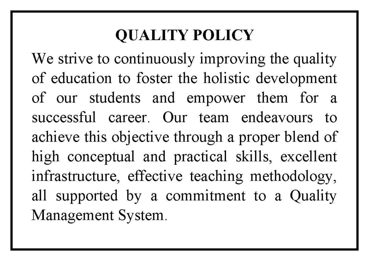 Quality Policy - Introduction To Computer Science And Engineering ...