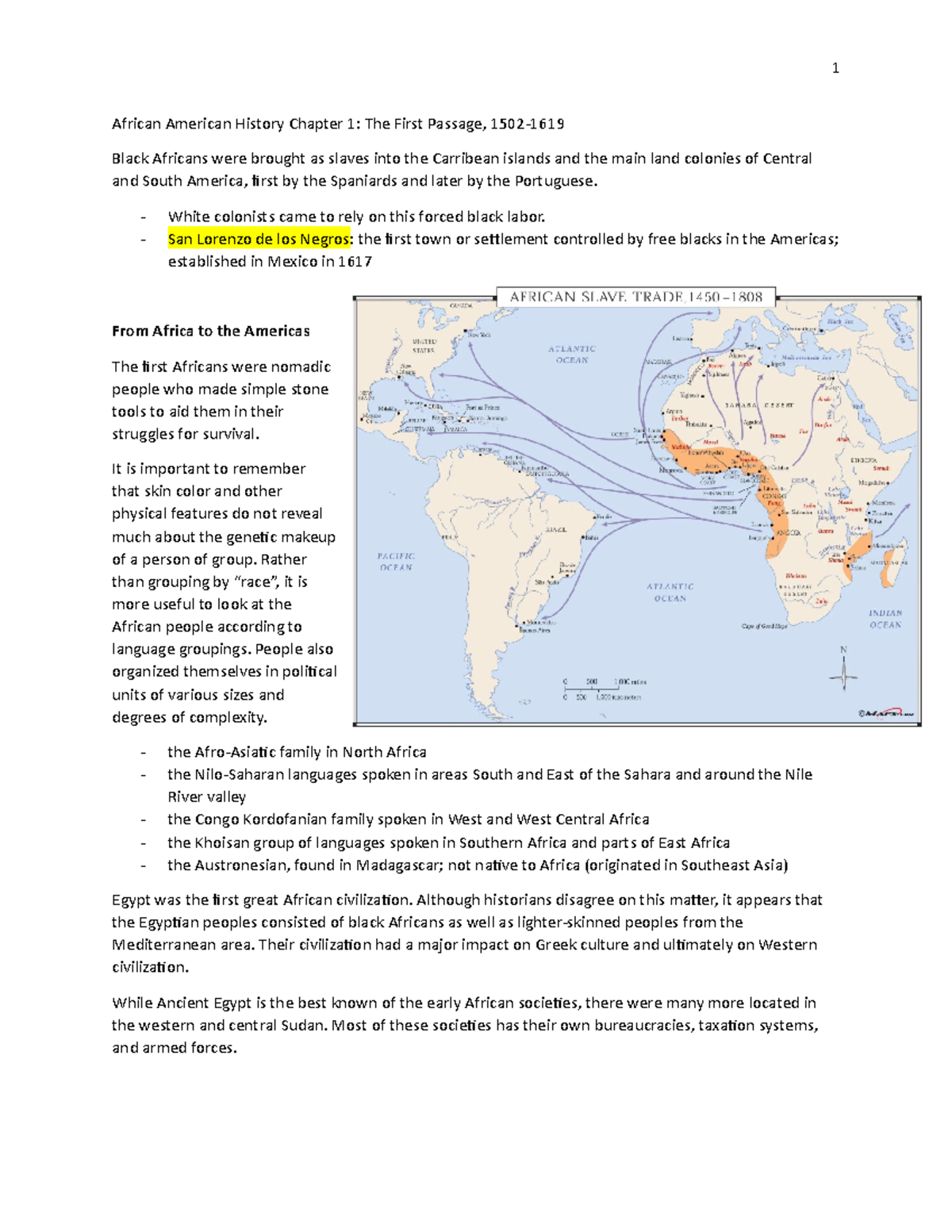 Chapter 1 The First Passage - African American History Chapter 1: The ...
