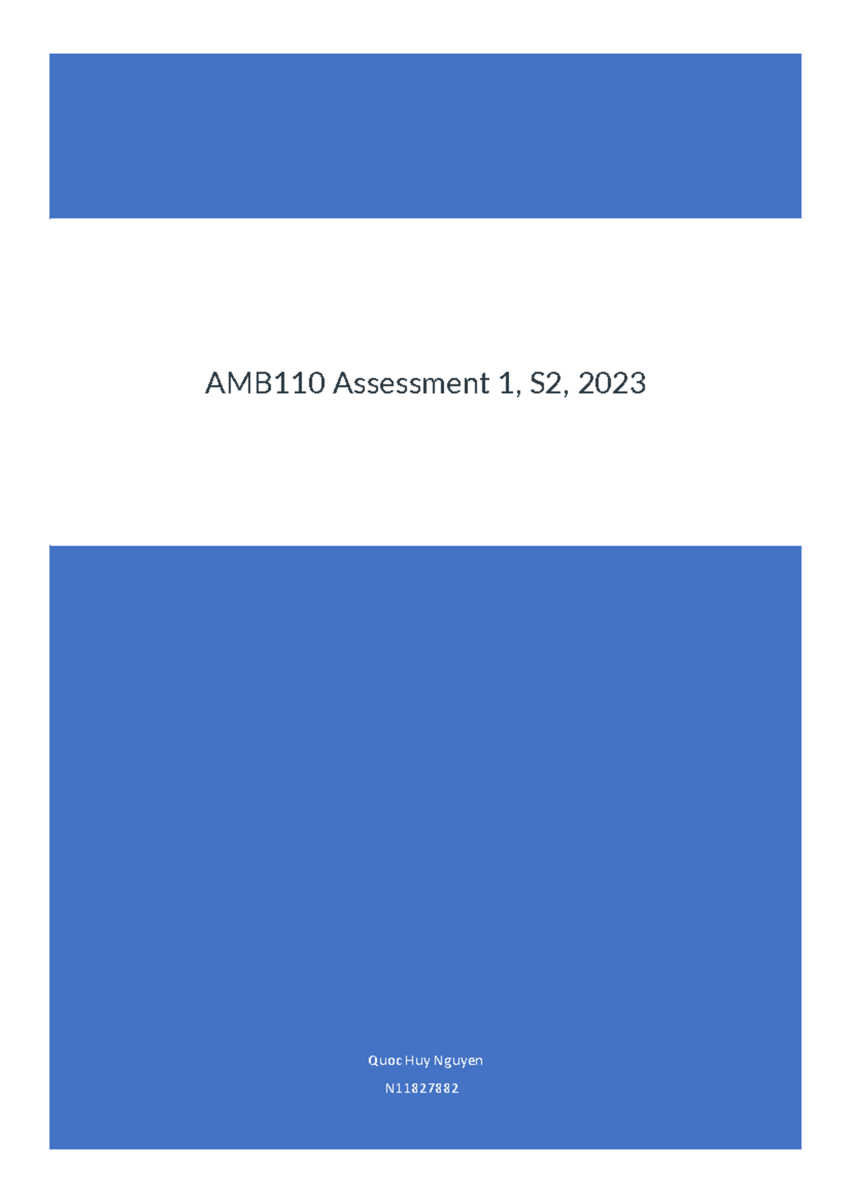 AMB110 Assessment 1, S2, 2023 - Quoc Huy Nguyen N AMB110 Assessment 1 ...