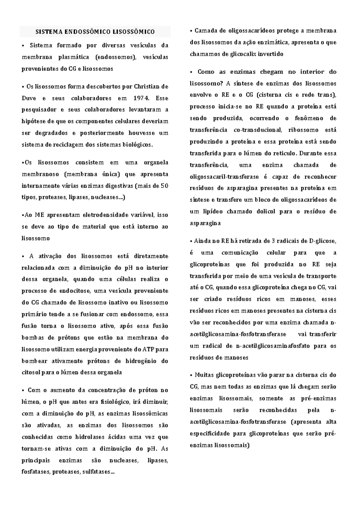 Sistema Endossômico Lisossômico - SISTEMA ENDOSSÔMICO LISOSSÔMICO ...