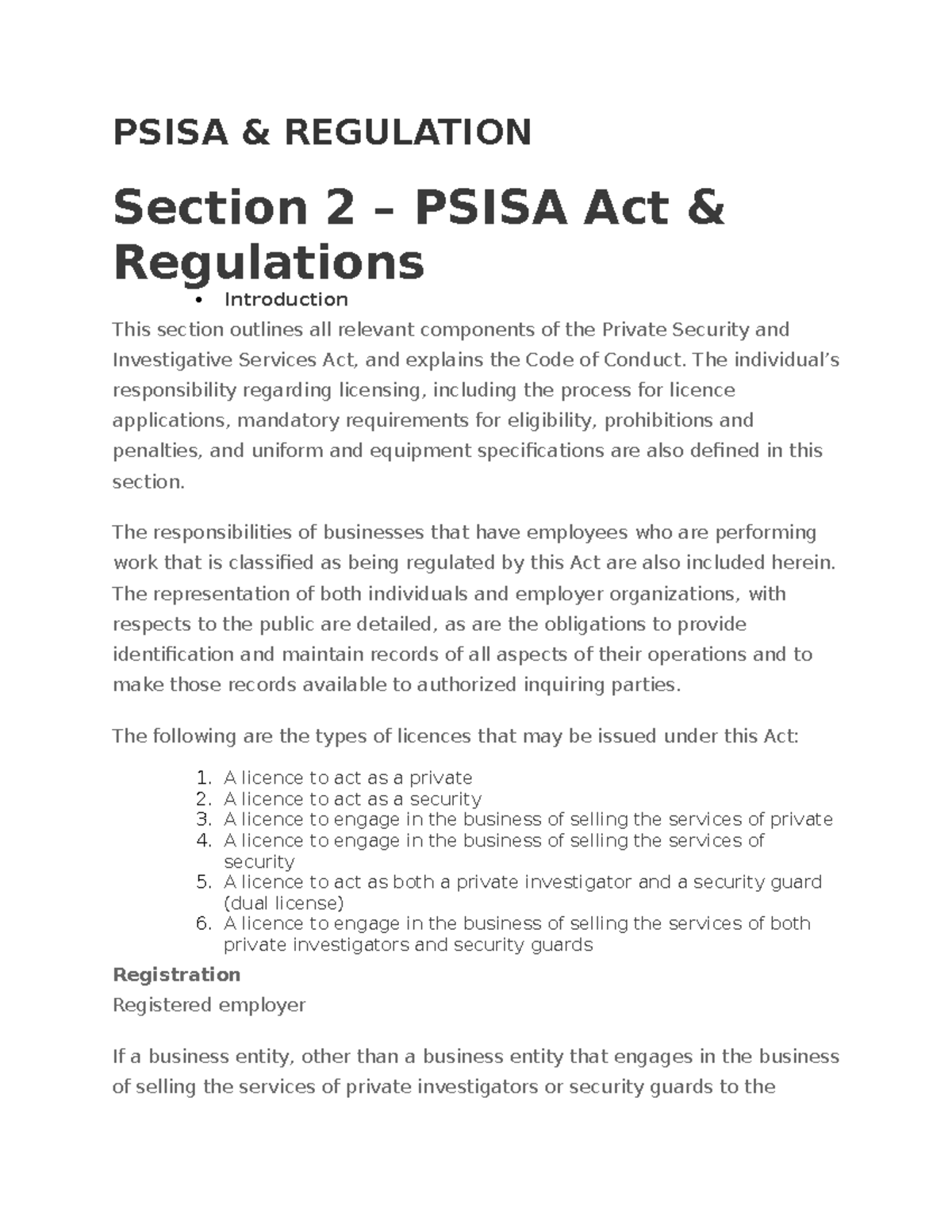 Psisa - gwe fggs - PSISA & REGULATION Section 2 – PSISA Act ...