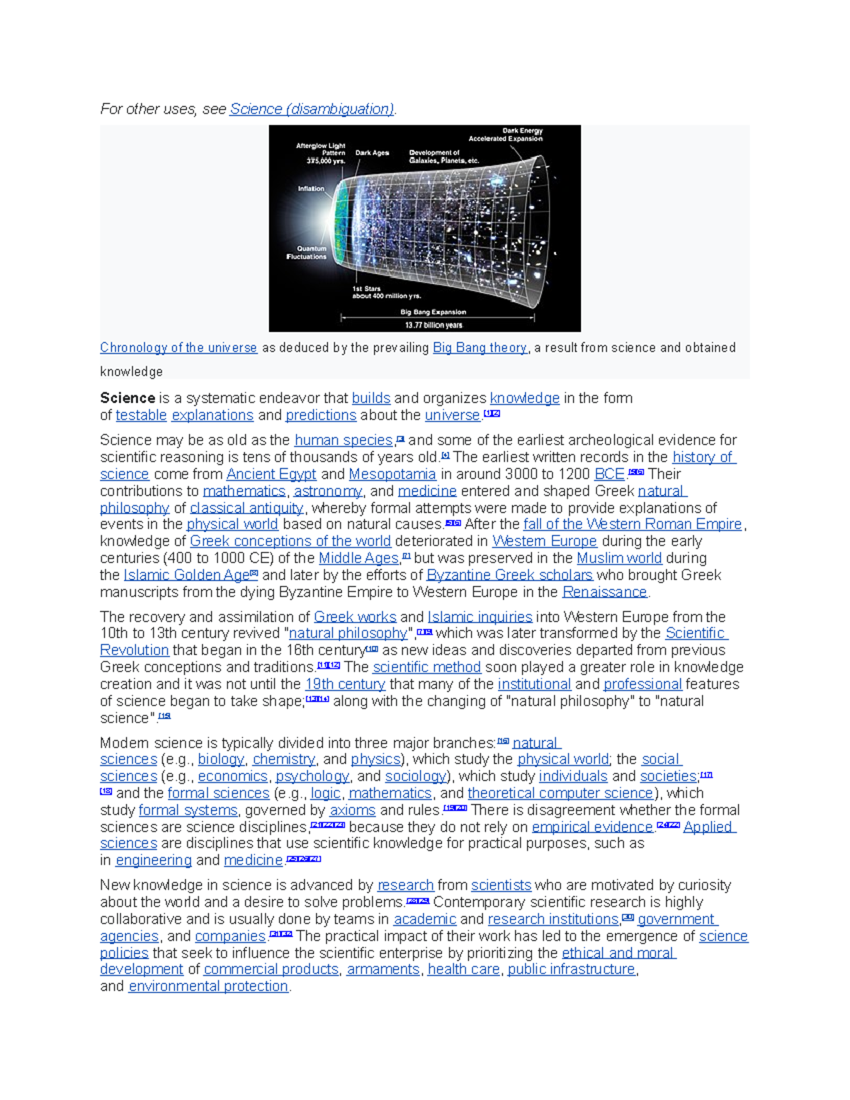 Science - notes - For other uses, see Science (disambiguation ...