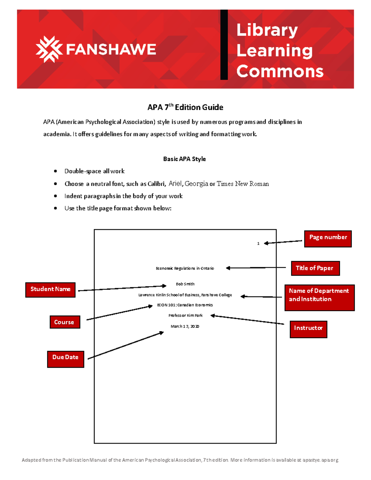 APA 7th Edition - work - APA 7th Edition Guide APA (American ...