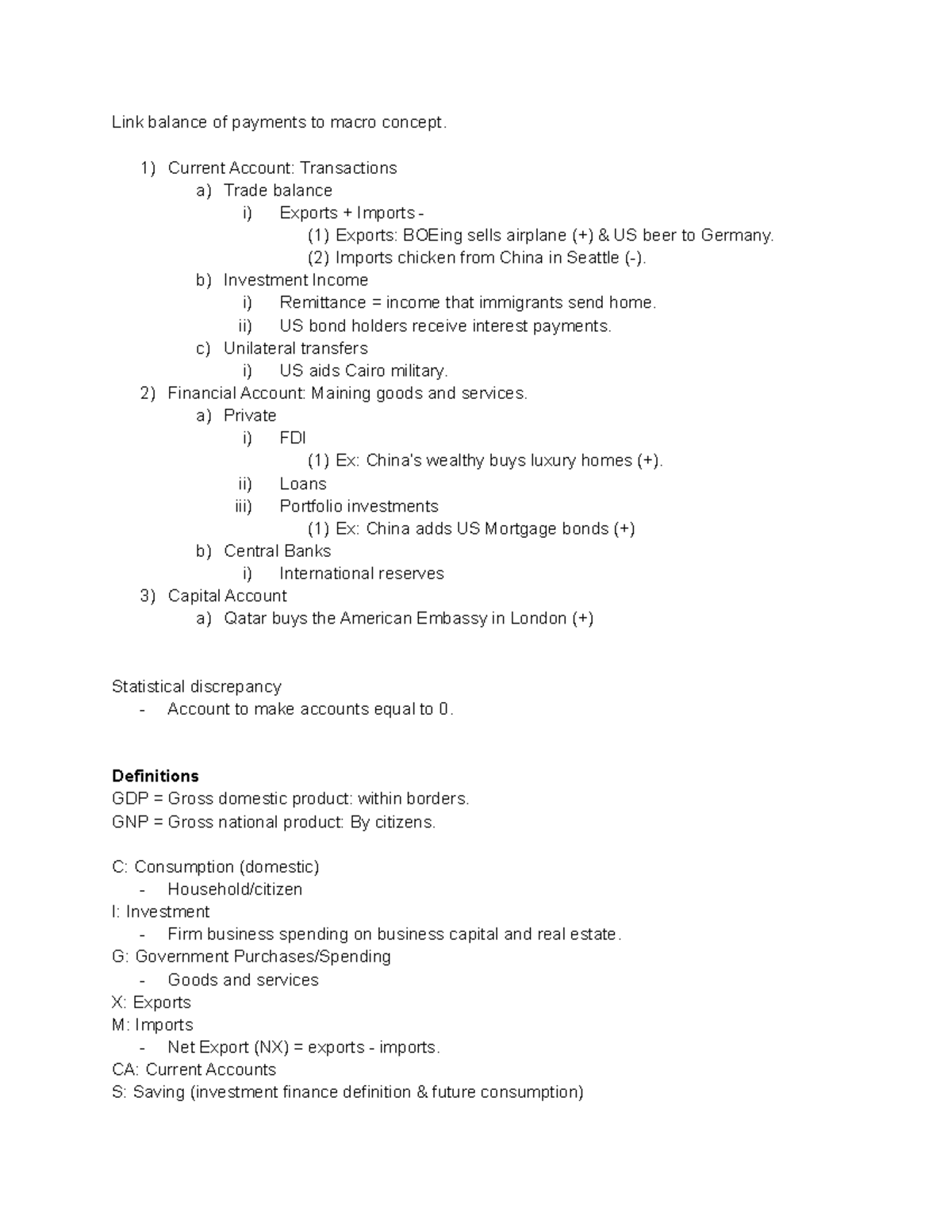 The BoP tied to macroeconomics. - Link balance of payments to macro ...