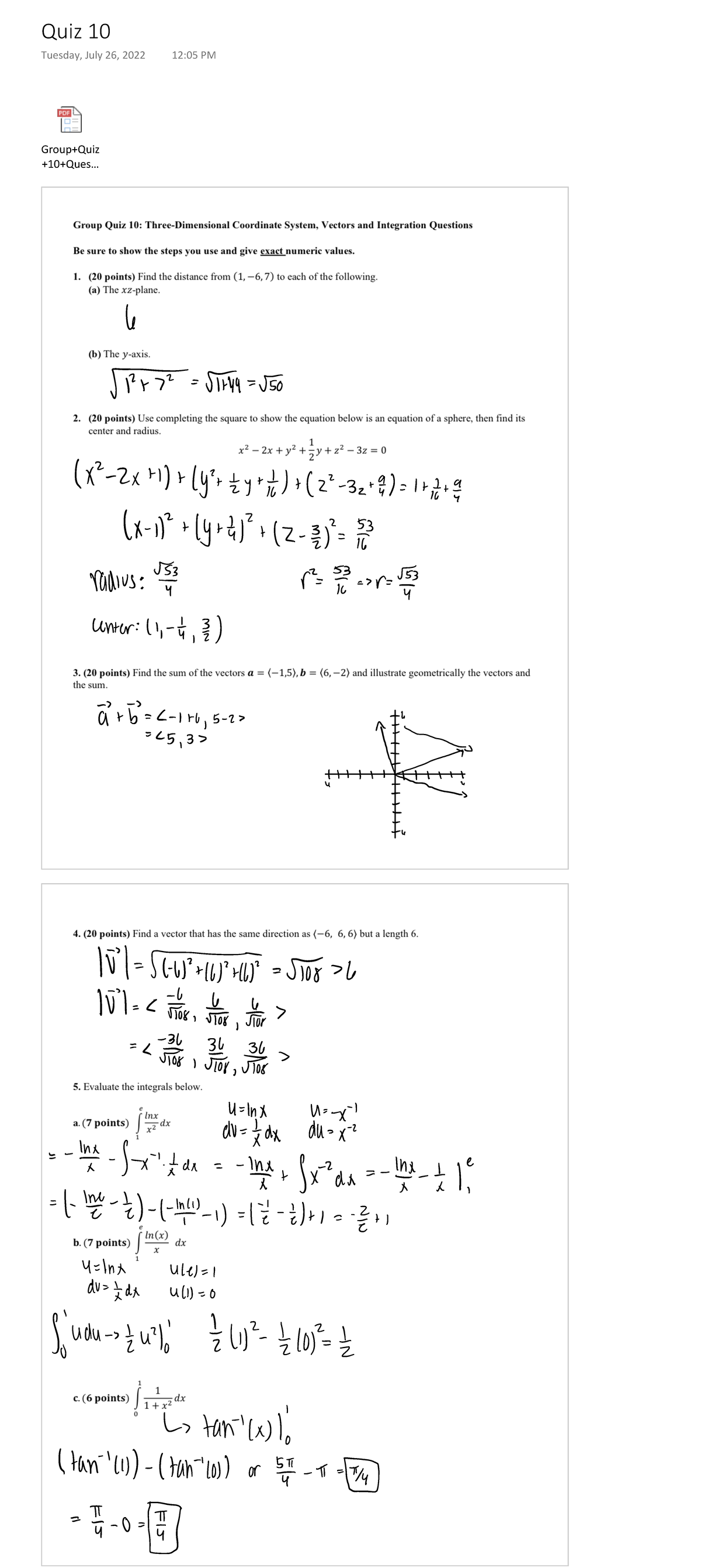 Quiz 10 - Group quiz 10 answers - MATH1062 - Group+Quiz +10+Ques& Quiz ...