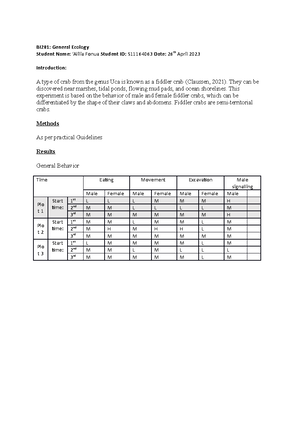 S11206367 Practical 2 BI206 - BI 206: Quantitative Biology Practical ...