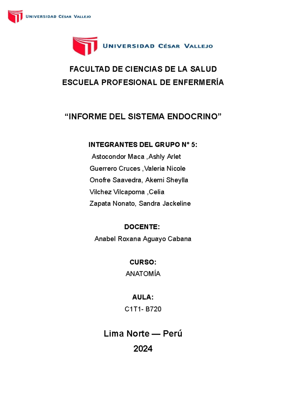 Sistema Endocrino Anato Teoria - FACULTAD DE CIENCIAS DE LA SALUD ESCUELA PROFESIONAL DE ...