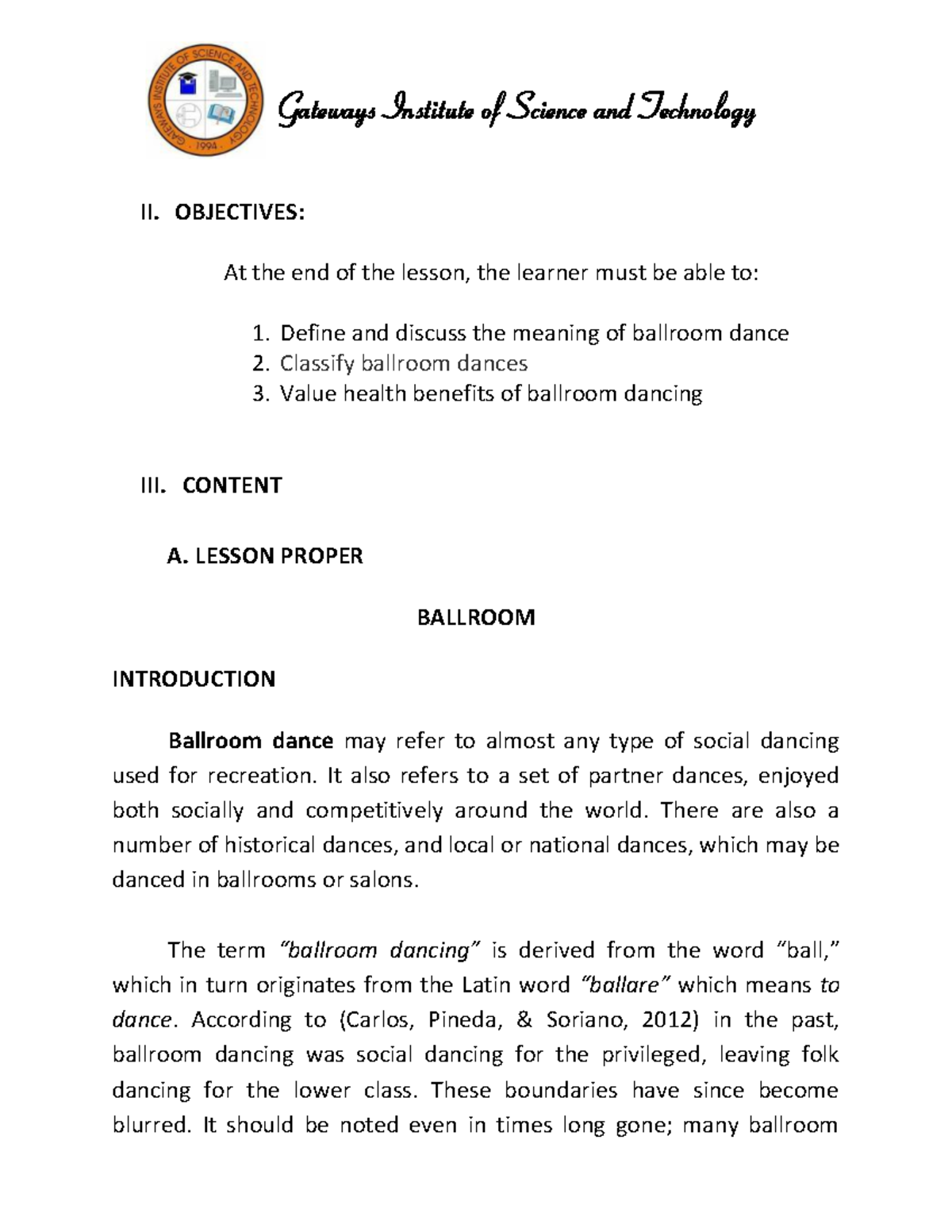 WEEK 1 - PE2 PRE- Final - for LMS2 - Gateways Institute of Science and ...