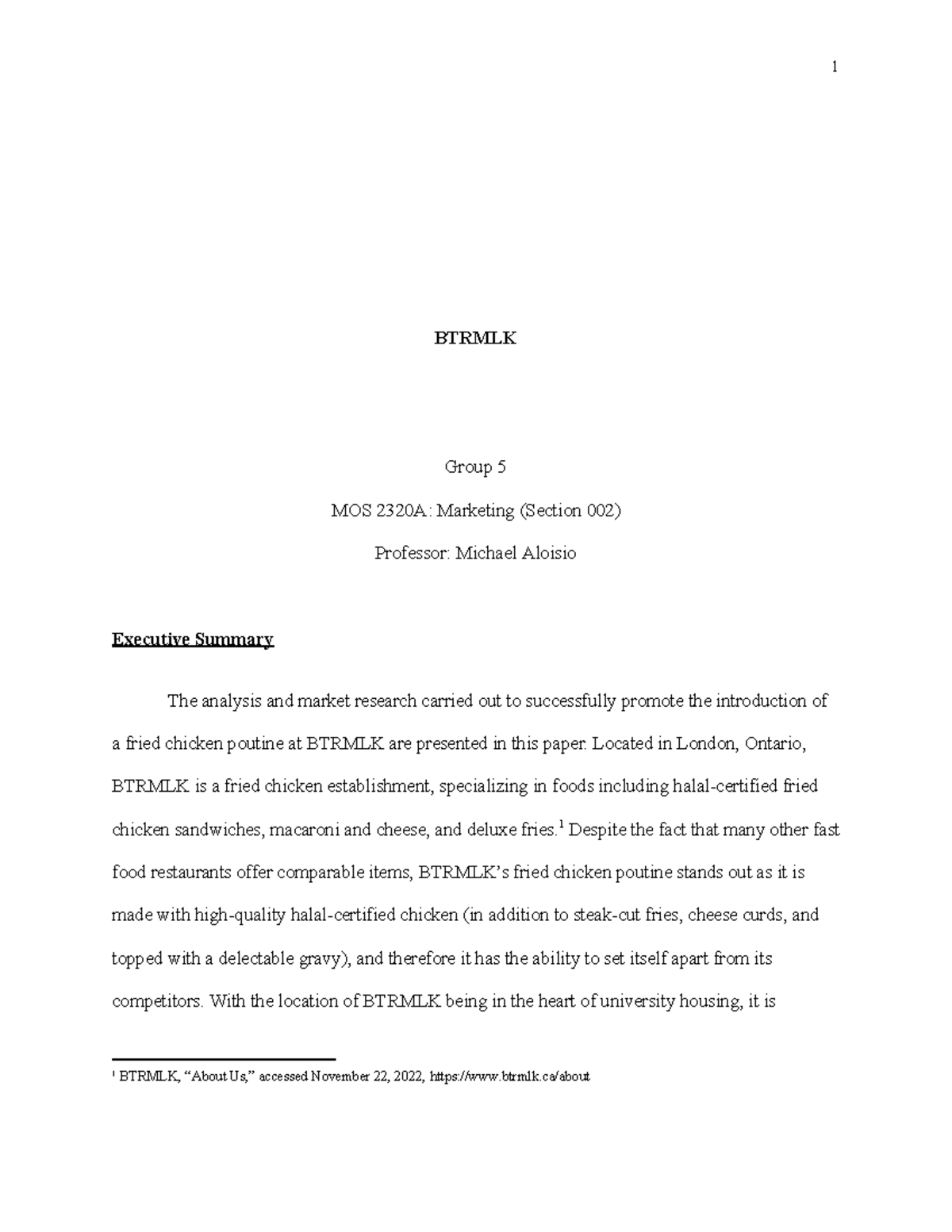 Group 5 Btrmlk - assignments - BTRMLK Group 5 MOS 2320A: Marketing ...