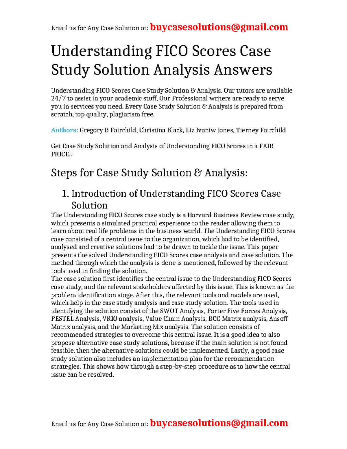 Understanding FICO Scores Case Study Solution Analysis - Understanding ...