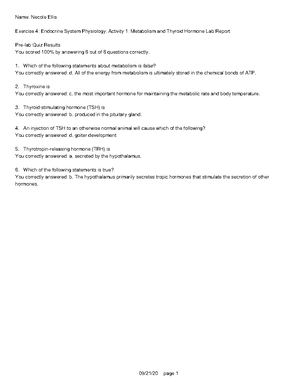 PhysioEx 9.1 Excersize 4: Activity 1 - Name: Alison Lyons Exercise 4 ...