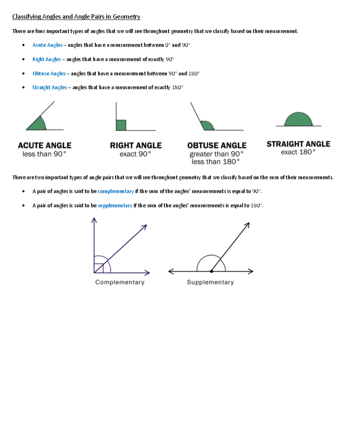 Linear Pair of Angles and Perpendicular Lines - Classifying Angles and ...