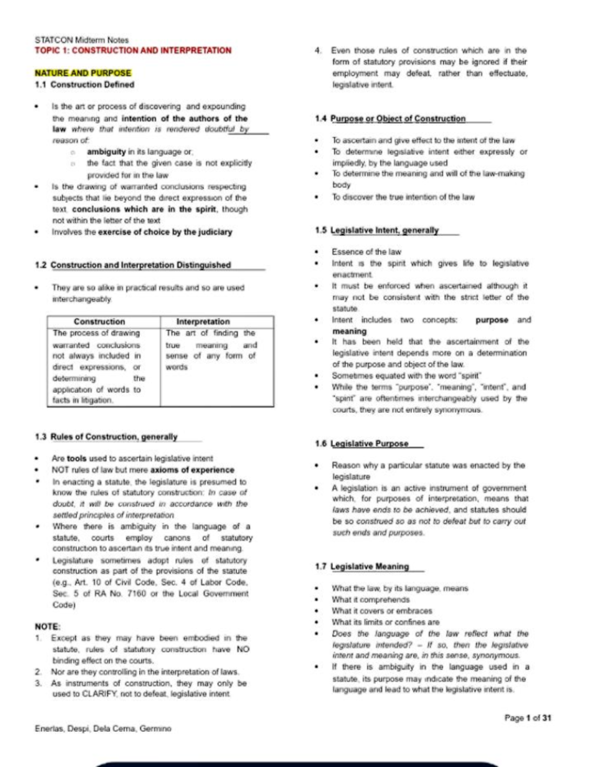 Statcon midterms - Study - Juris Doctor - Studocu