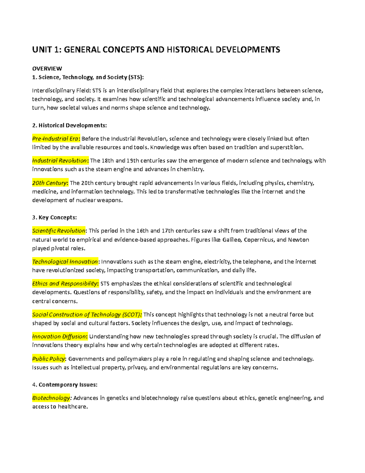 General Concepts AND Historical Developments - UNIT 1: GENERAL CONCEPTS AND HISTORICAL ...