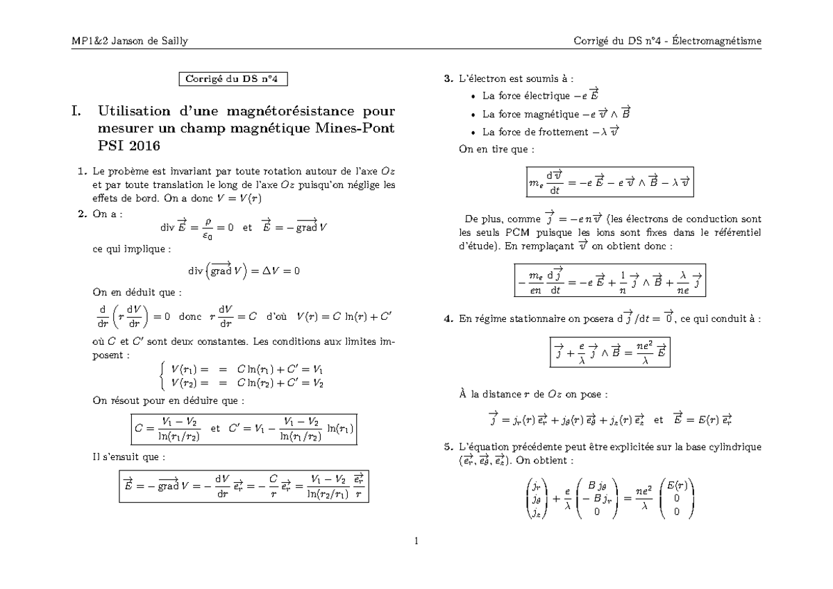 Download(12) - Physico-Chimie Des Materiaux - Corrigé du DS n° 4 I ...