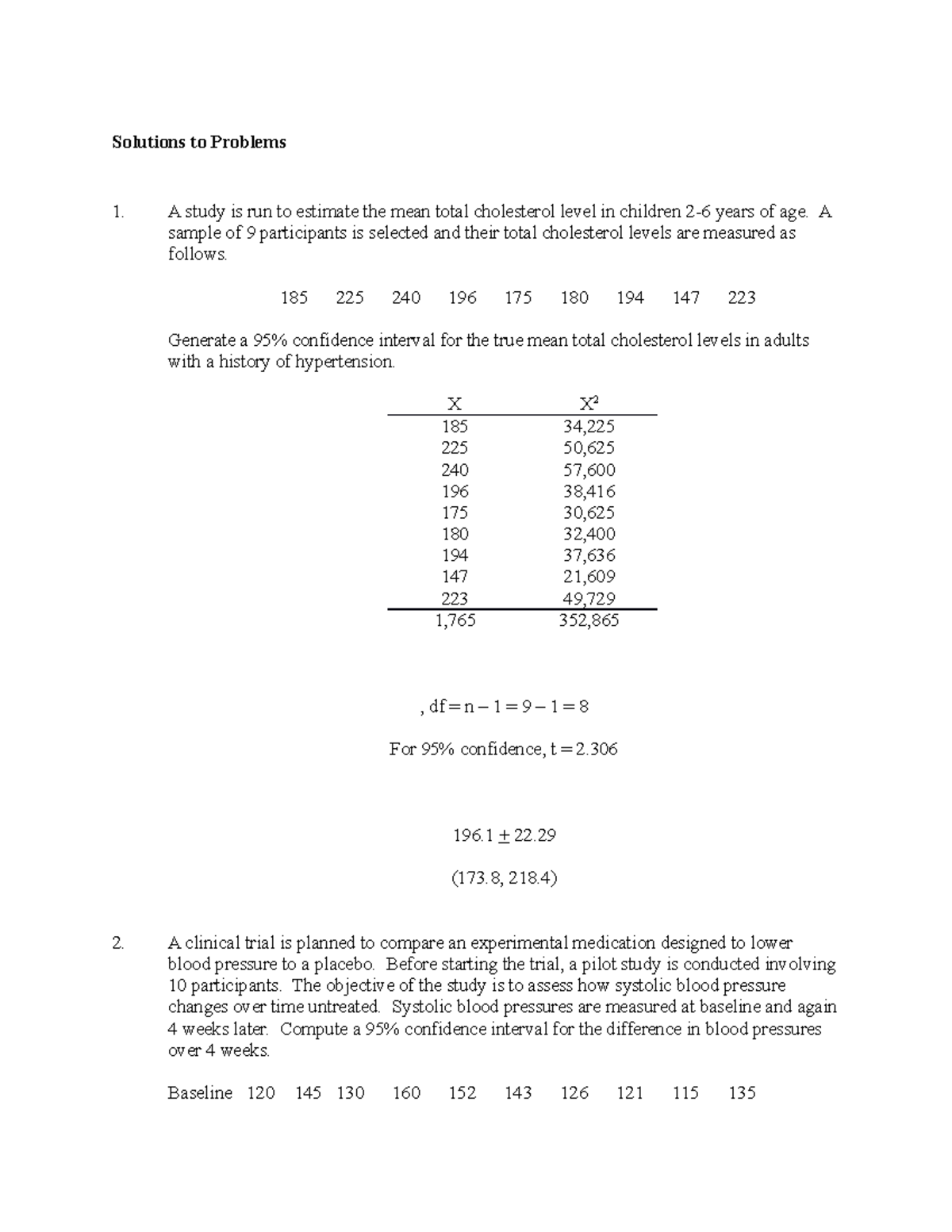 Chapter 6 Confidence Interval Estimates solution - Solutions to ...