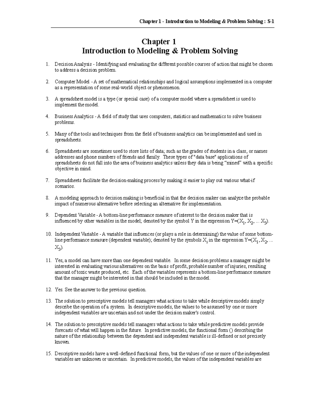 CHAP01 - chapter 1 homework - Chapter 1 - Introduction to Modeling ...