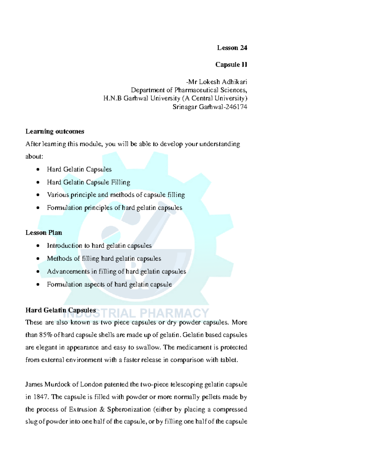 Capsules Methods of filling capsules Soft Gelatin Capsules - Lesson 24 ...