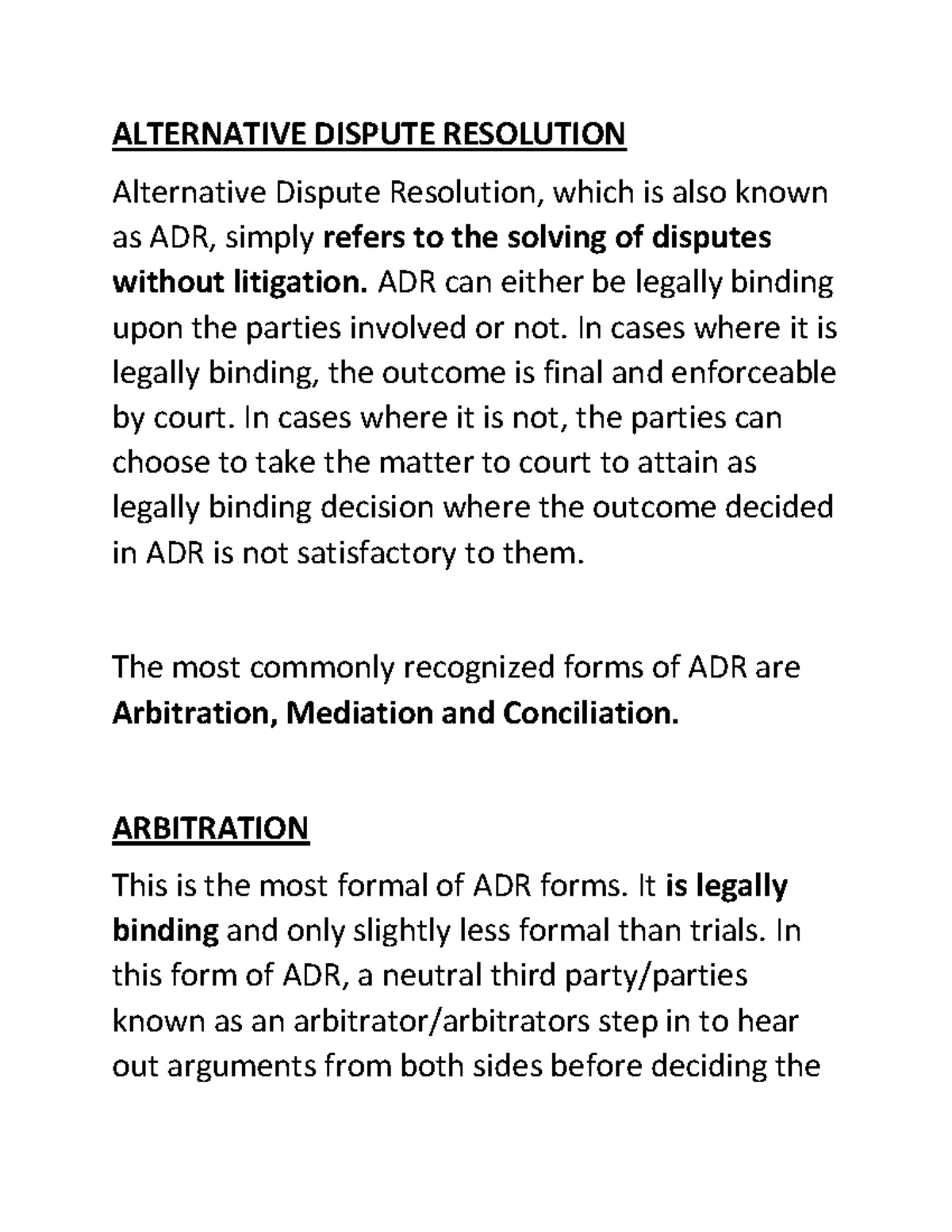 Alternative Dispute Resolution - Copy - ALTERNATIVE DISPUTE RESOLUTION ...