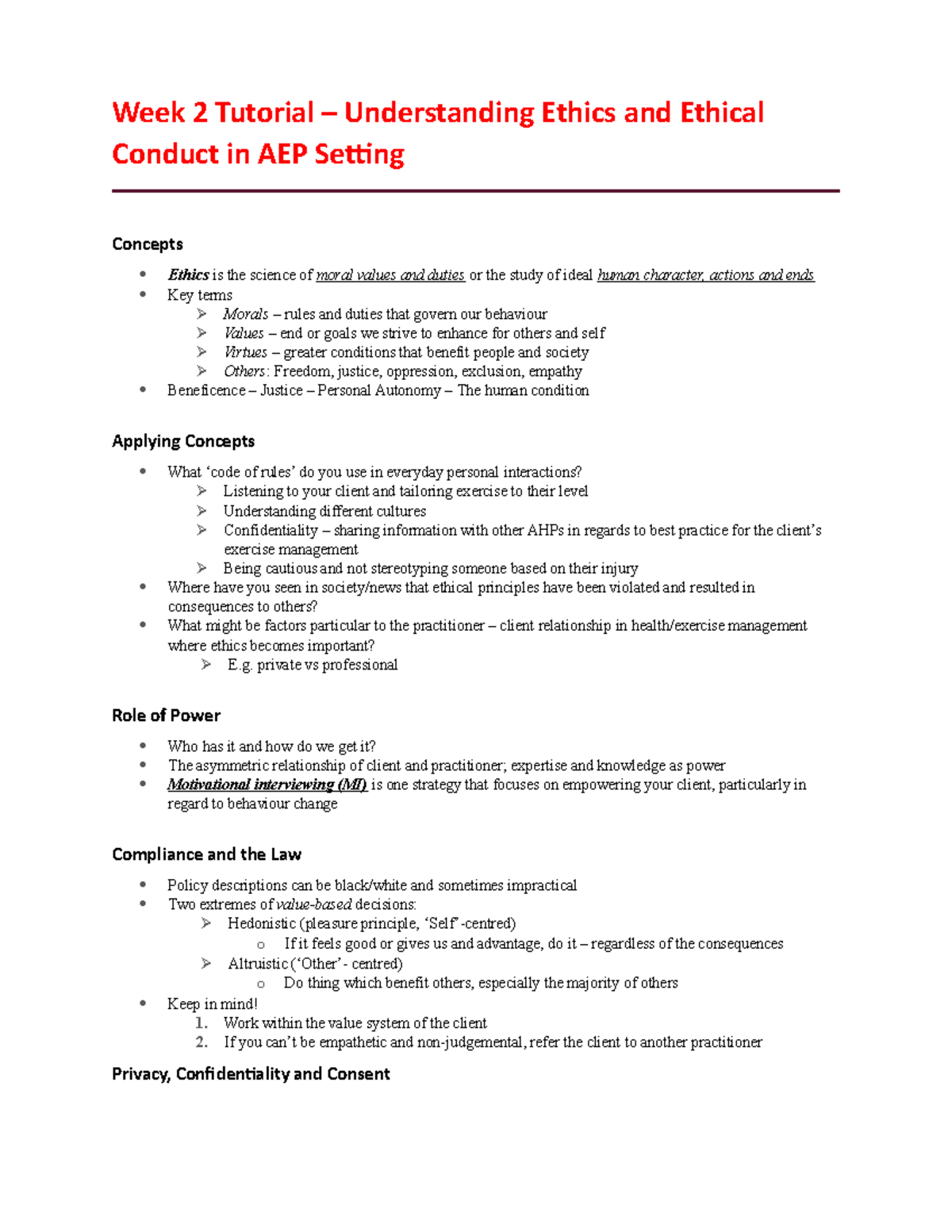 Week 2 Tutorial – Understanding Ethics and Ethical Conduct in AEP ...