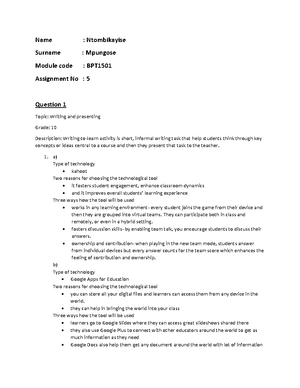 BPT1501 Assign 6 - 2021 -S1 ASSIGNMENT 6 LESSON 6 ASSIGNMENT 6 ...