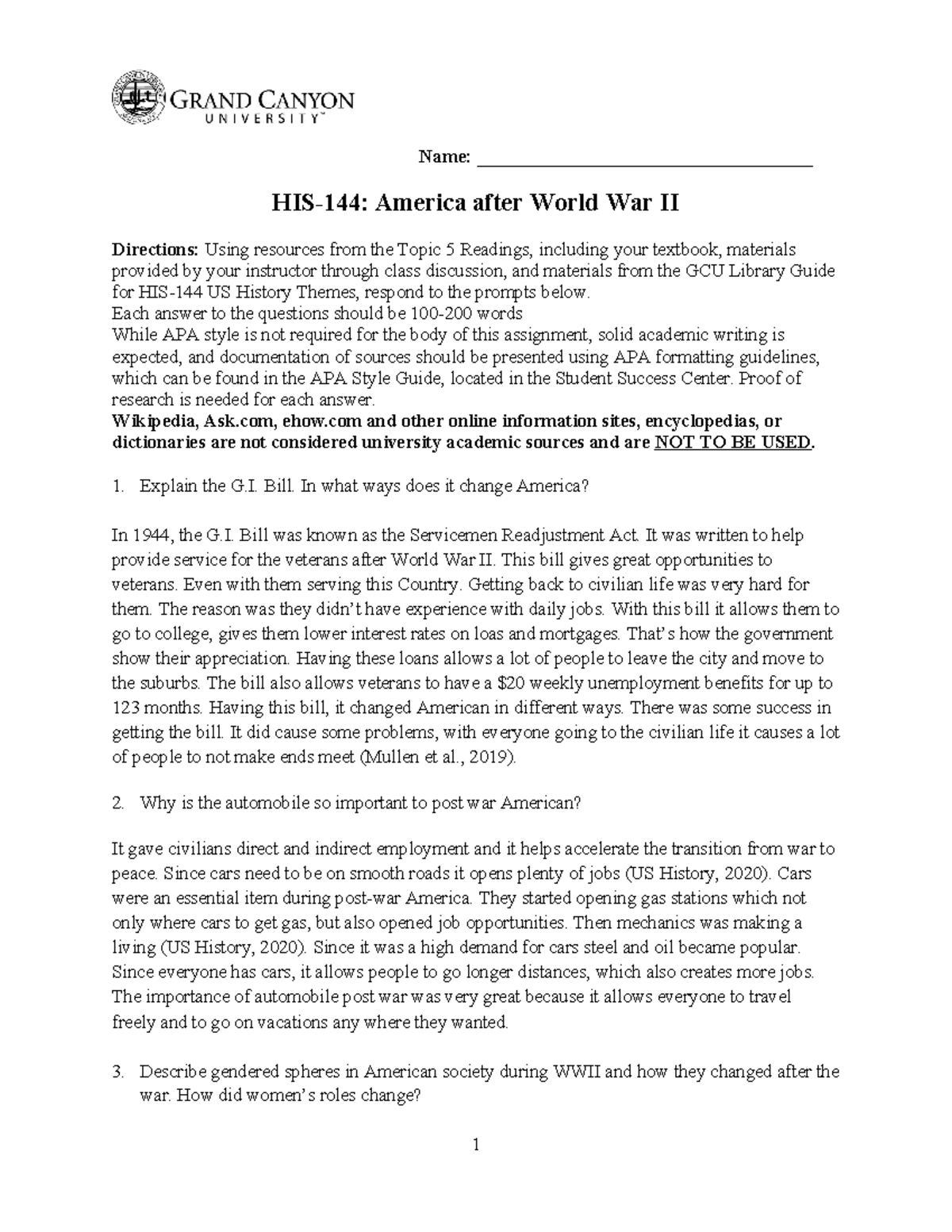 HIS-144-RS-America after WWII Worksheet - Name ...