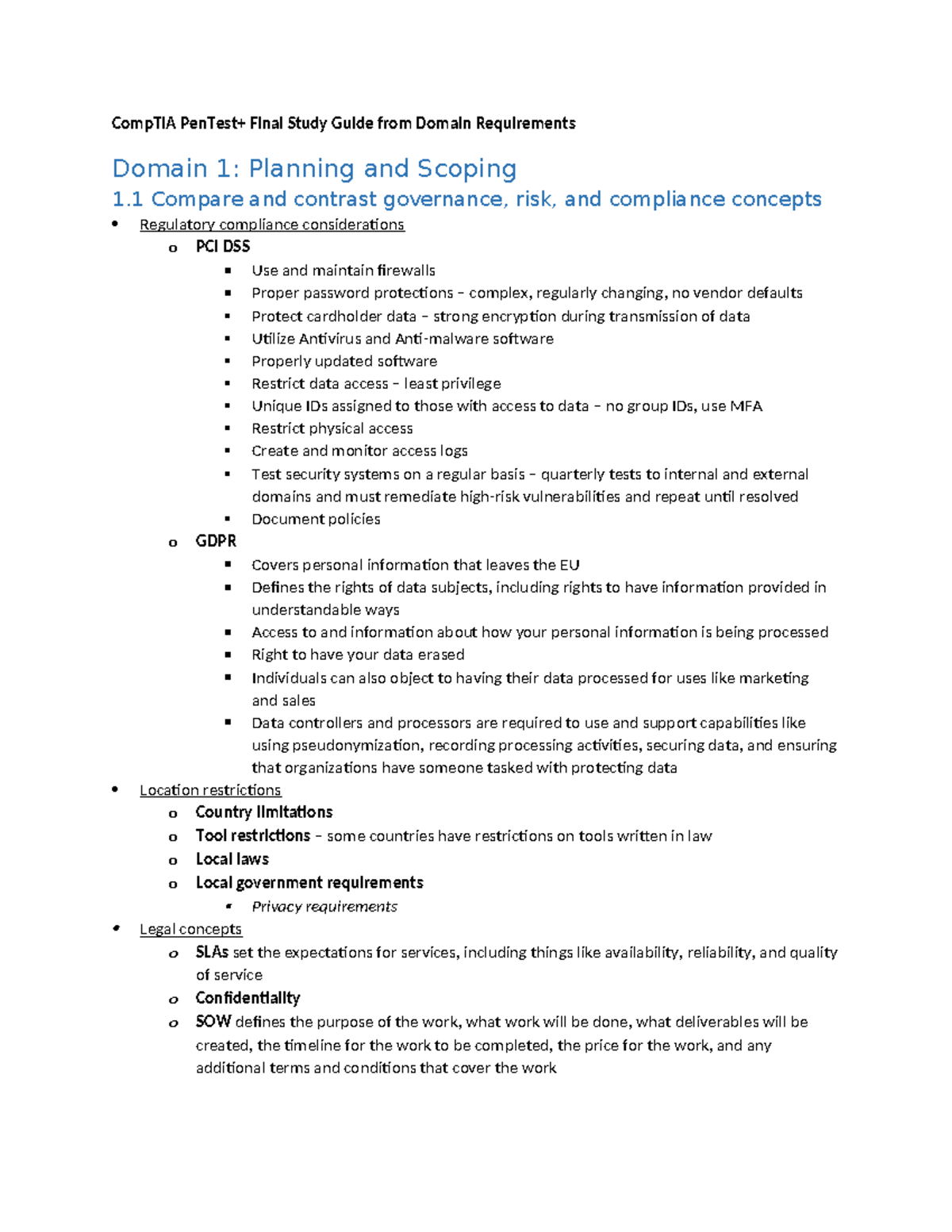 Comp TIA Pen Test Final Guide - CompTIA PenTest+ Final Study Guide from ...
