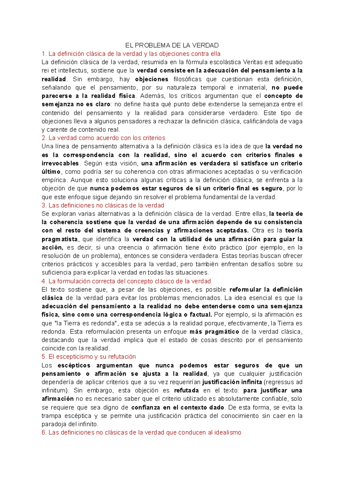Filosofía- EL Problema DE LA Verdad - EL PROBLEMA DE LA VERDAD La definición clásica de la ...