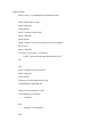 Algoritmo Ruleta Color - Algoritmo Ruleta Definir numero_1, numeroAleatorio, resultado como ...