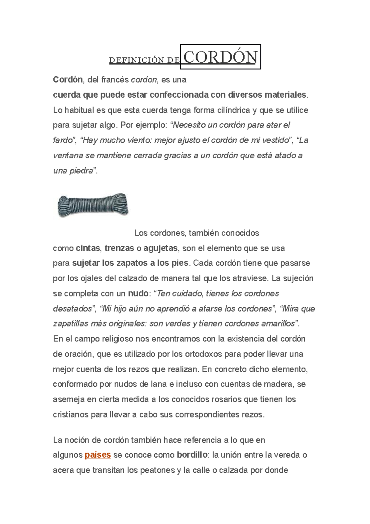 Definición Decordón - ssda - DEFINICIÓN DE CORDÓN Cordón , del francés ...