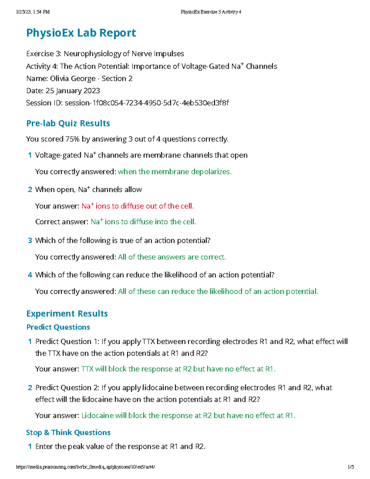 Physio Ex Exercise 3 Activity 4 - PhysioEx Lab Report Exercise 3 ...
