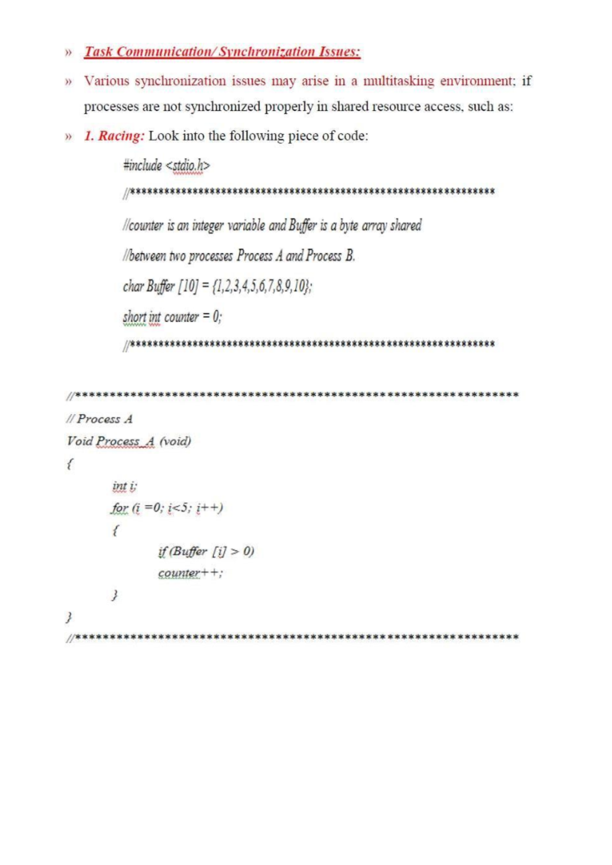 Micro Controllers and Embedded Systems Module-5(Part-3) - » Process B increments the shared ...