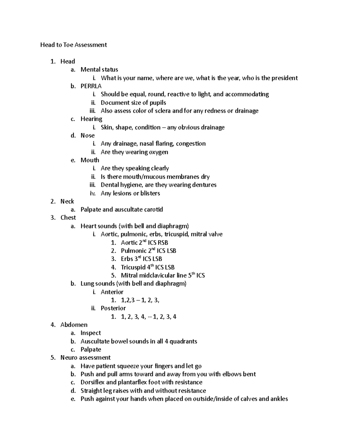 Head to Toe - review of how to do basic head to toe assessment - Head ...