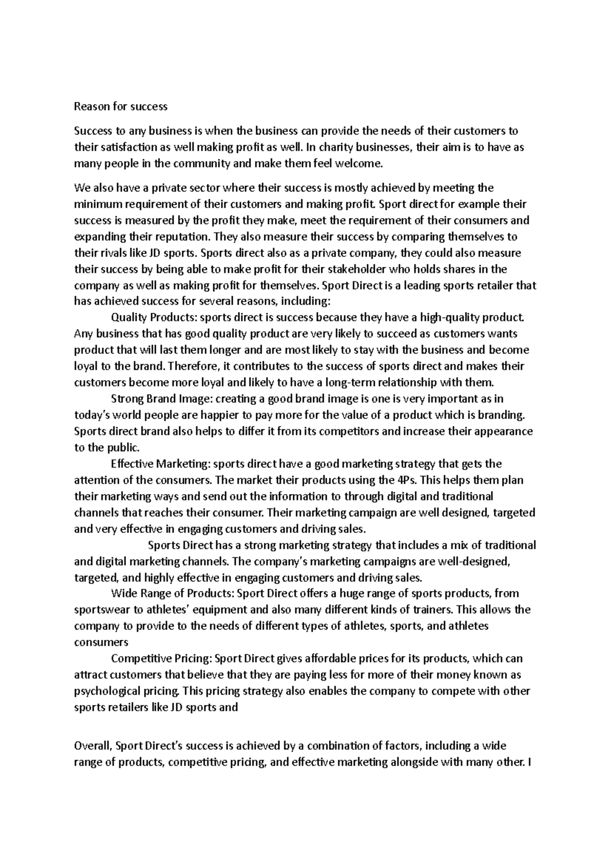 Reason for success finalised - Reason for success Success to any ...