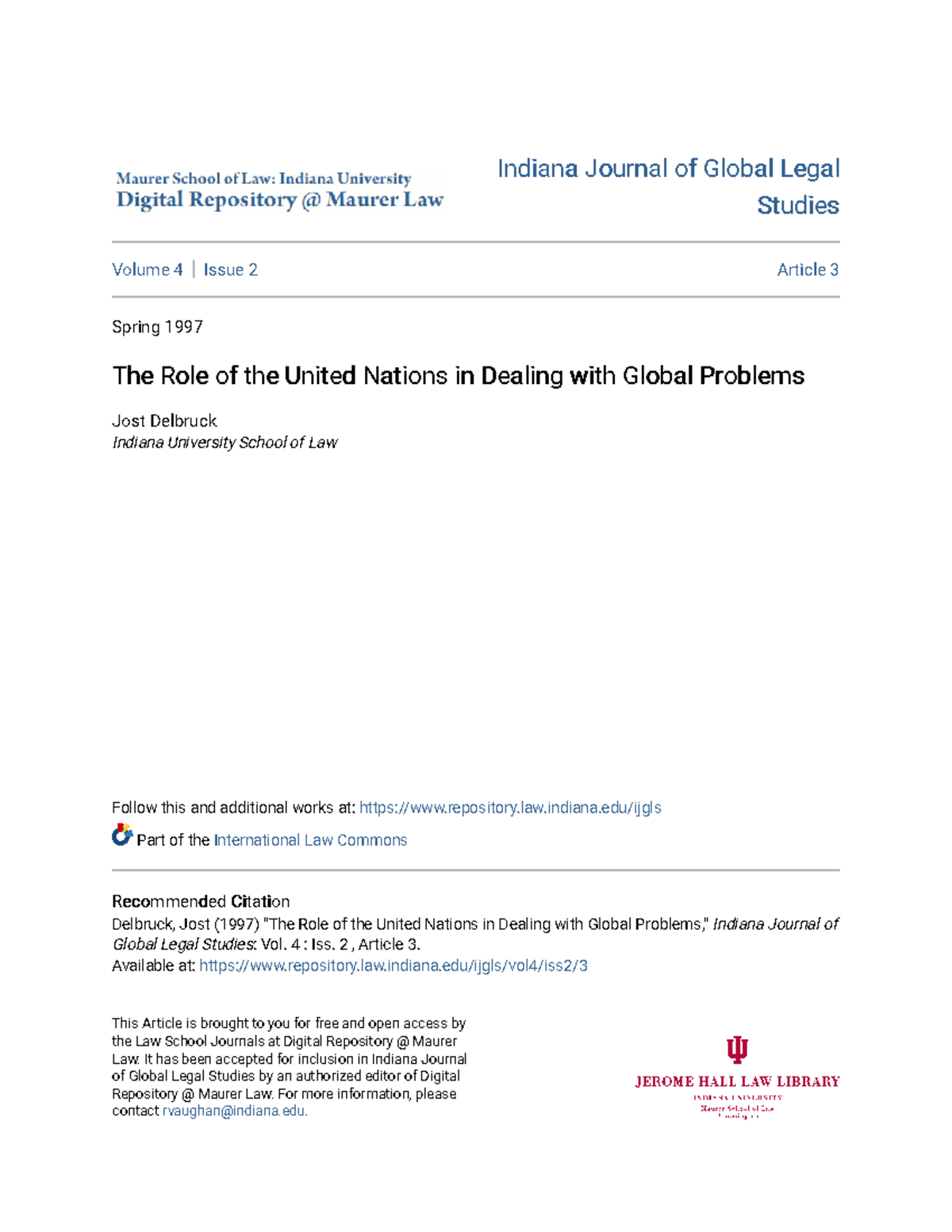 The Role of the United Nations in Dealing with Global Problems - law ...