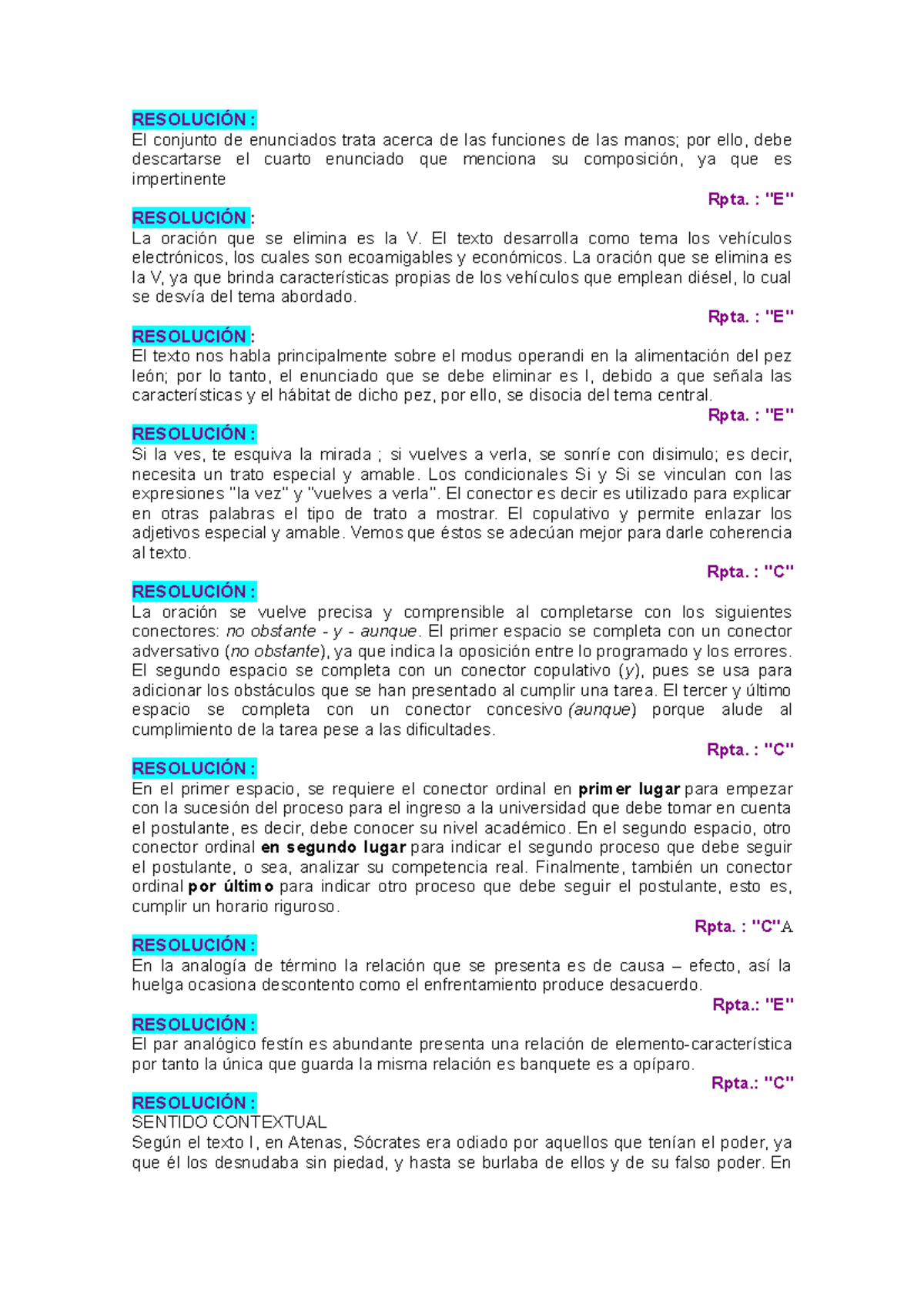 Resolución - adadad - RESOLUCIÓN : El conjunto de enunciados trata ...