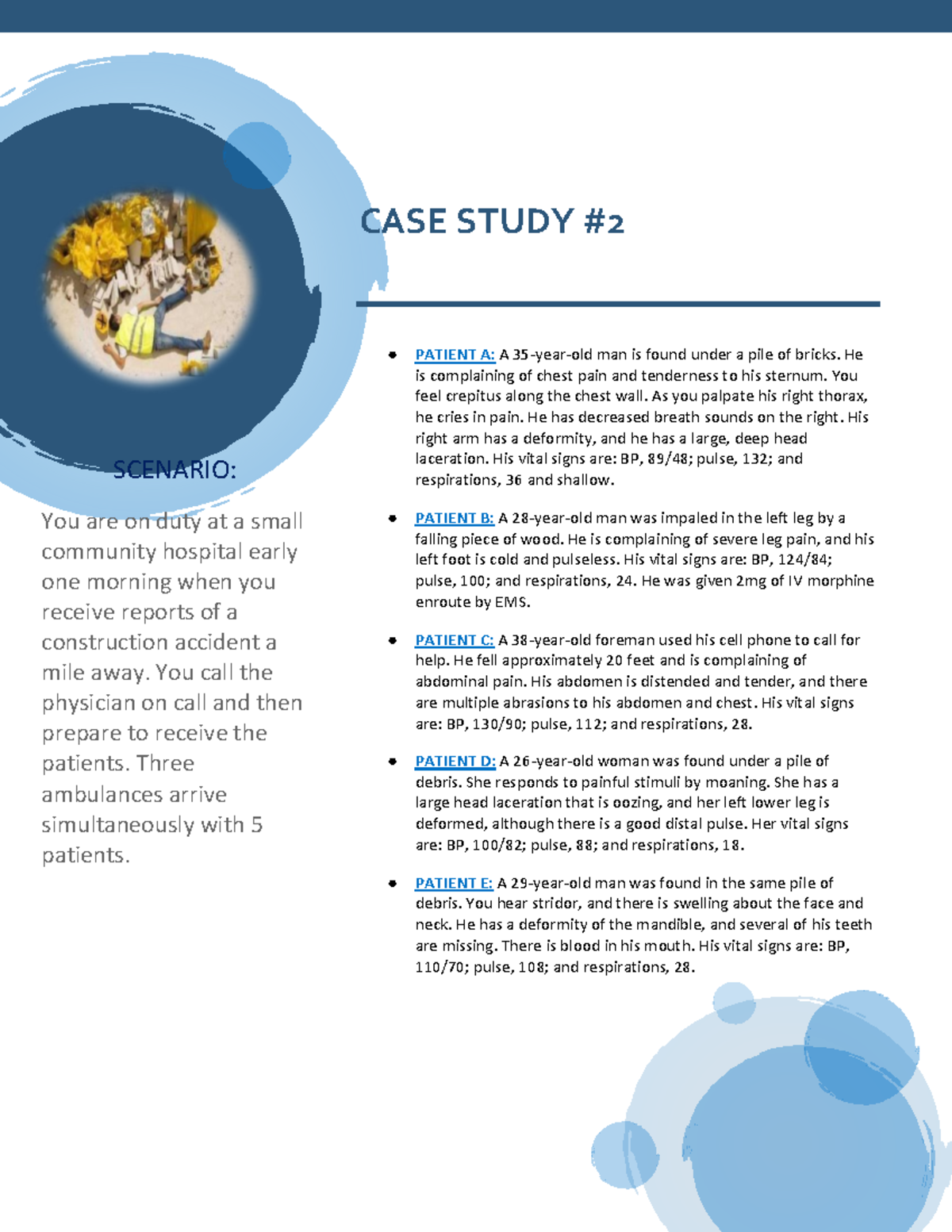 Case Study 2 Week 6 - nnice - CASE STUDY # 2 PATIENT A: A 35-year-old ...