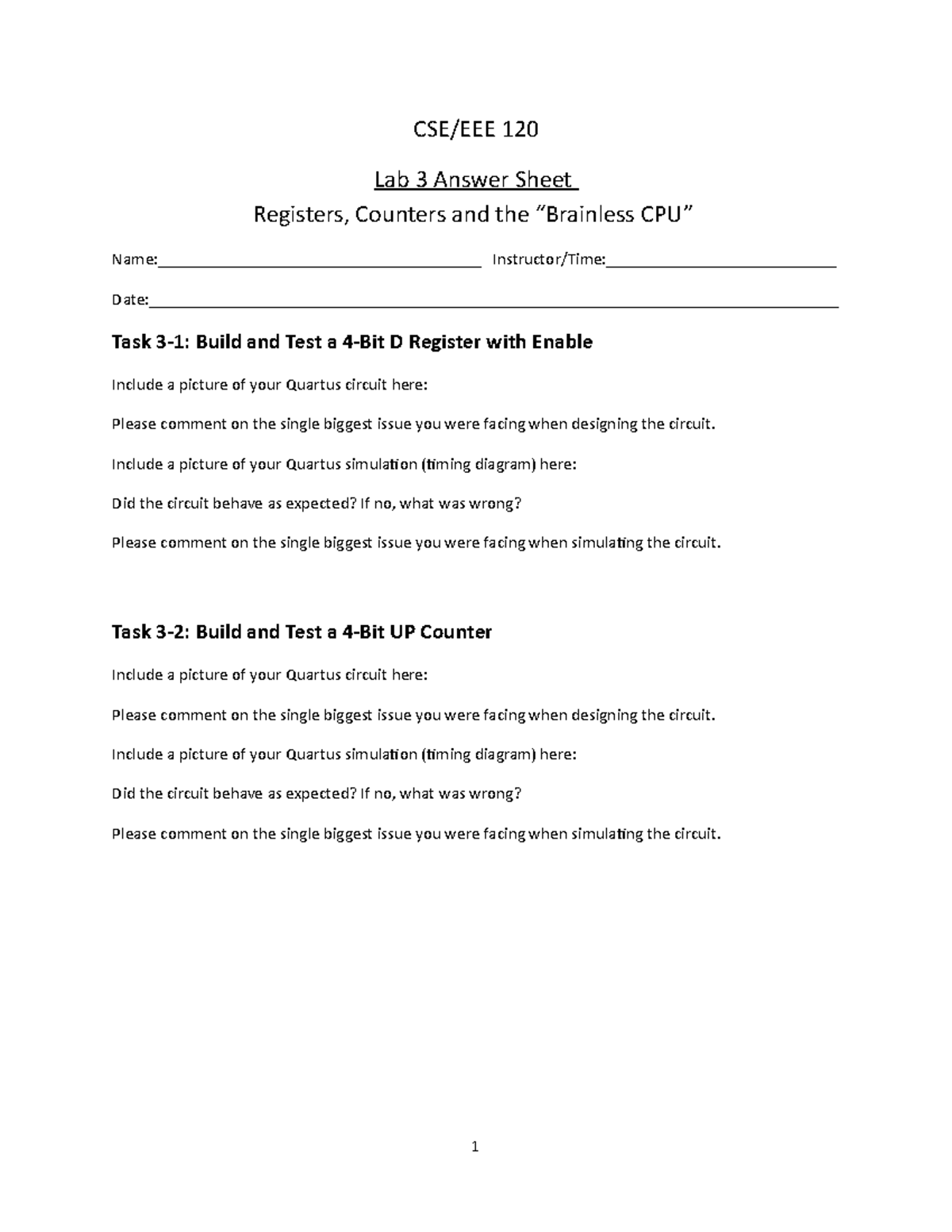 Lab3Template ver F20 remote - CSE/EEE 120 Lab 3 Answer Sheet Registers ...