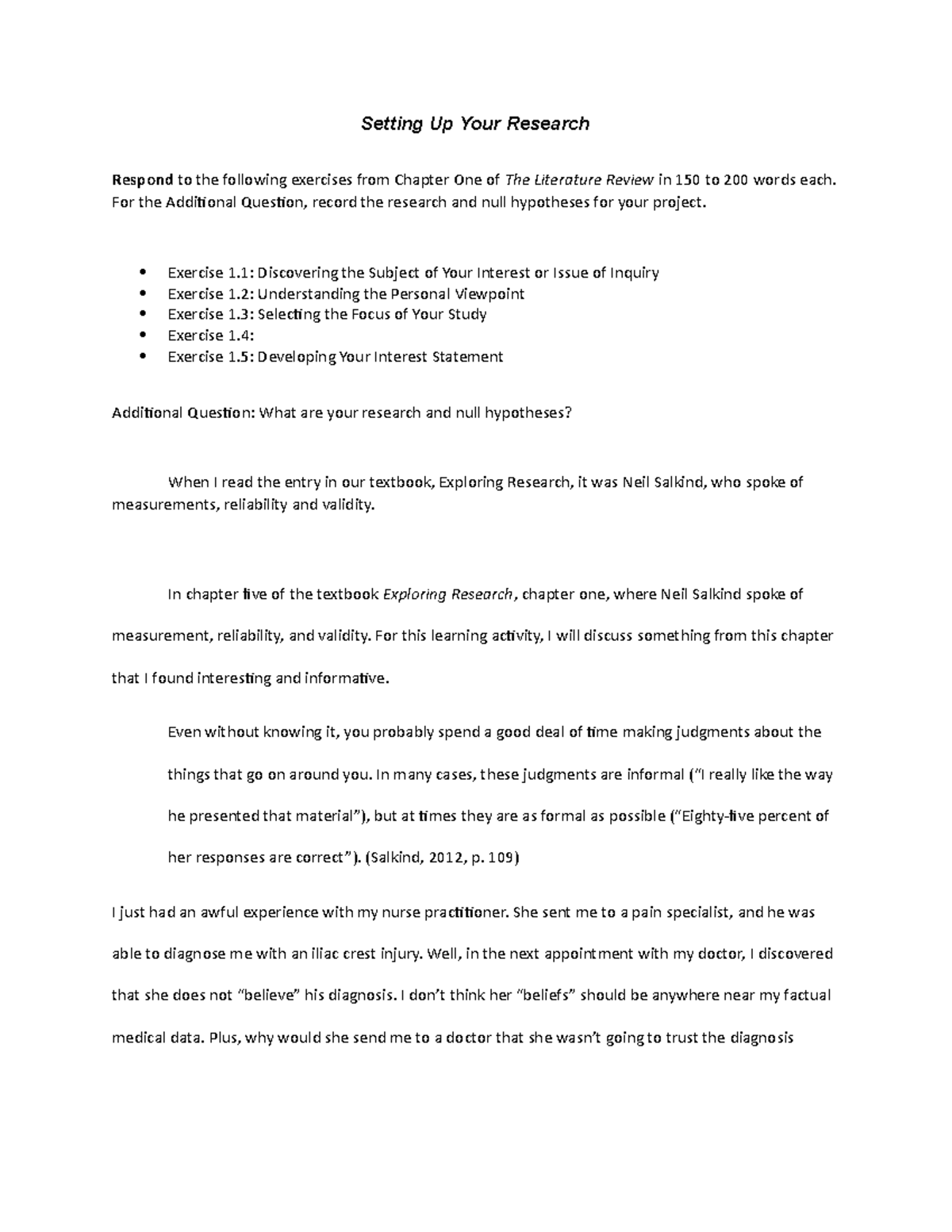 Week 2 Learning Activity 5 - Setting Up Your Research Respond to the ...