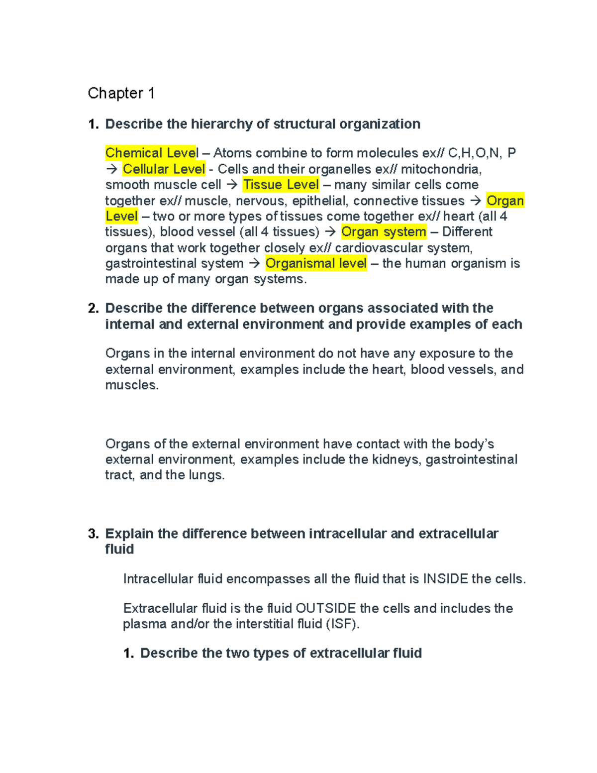 Exam 1 - Exam 1 Review from Learning Objectives - Chapter 1 Describe ...