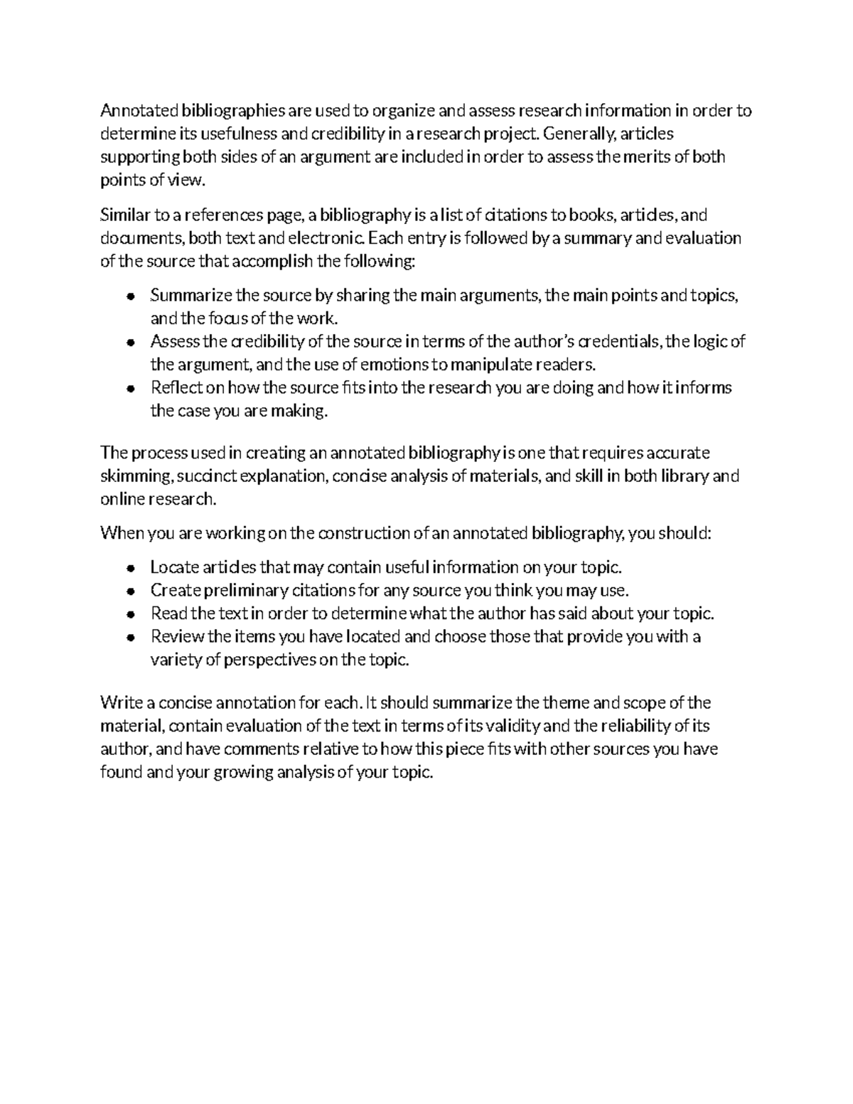 The annotated bibliography - Annotated bibliographies are used to ...