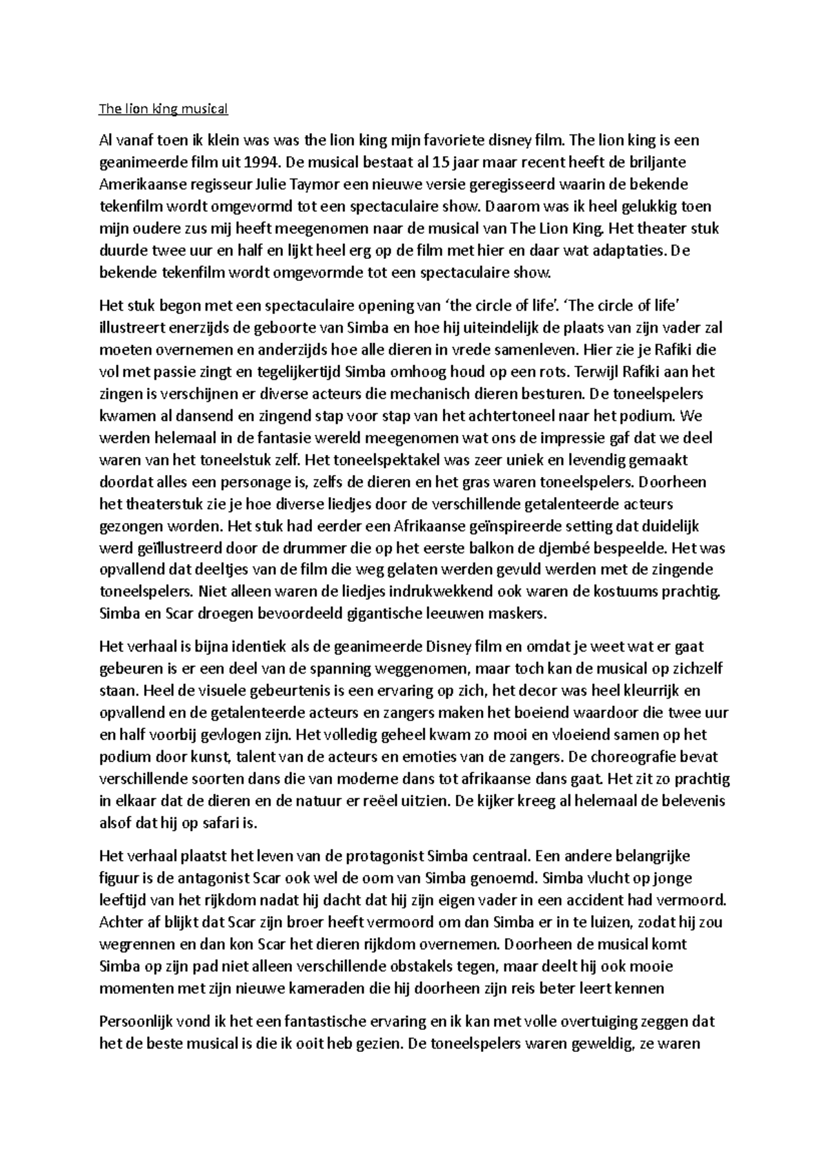 The lion king - dit gaat over het toneel stuk van de lion king - The ...