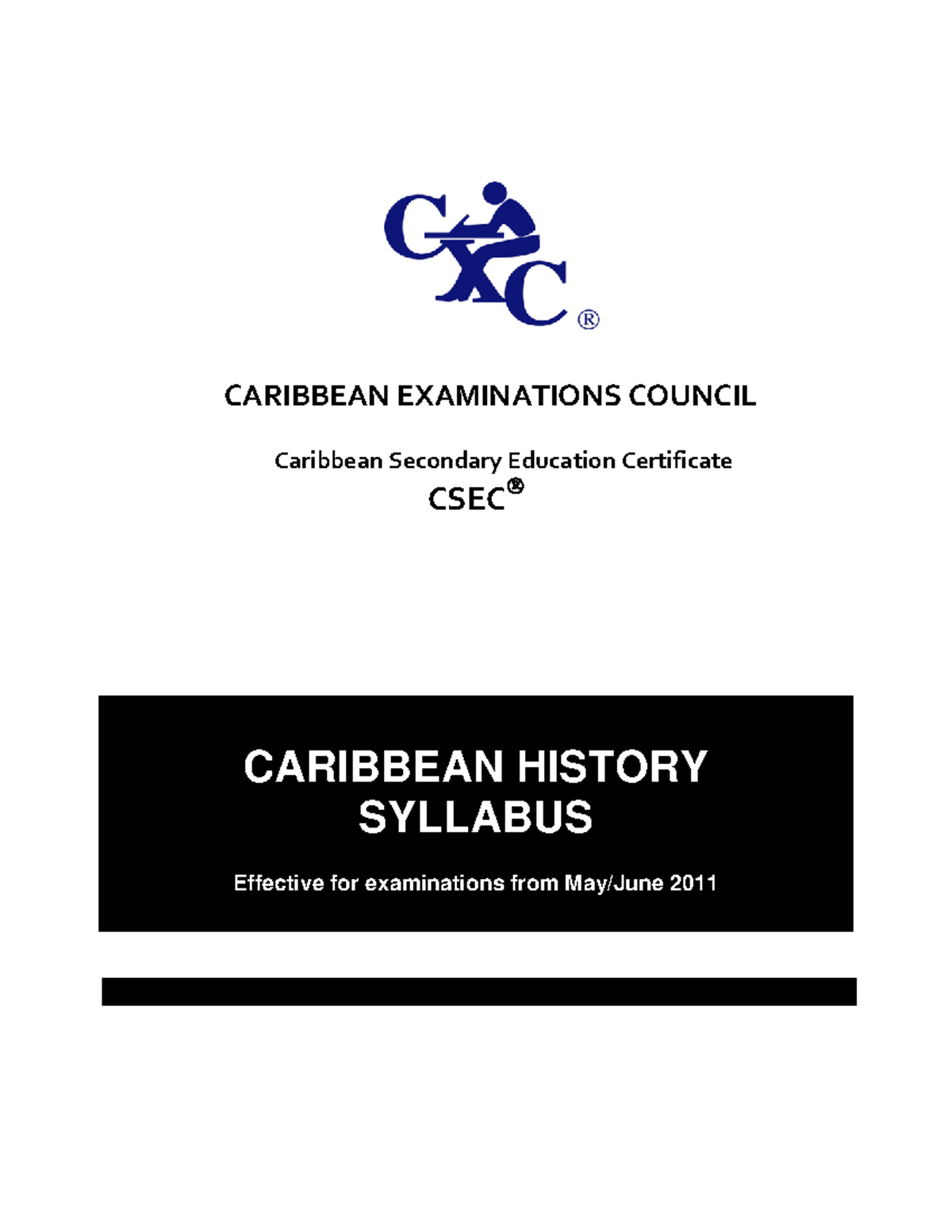 CSEC Caribbean History - CARIBBEAN EXAMINATIONS COUNCIL Caribbean ...