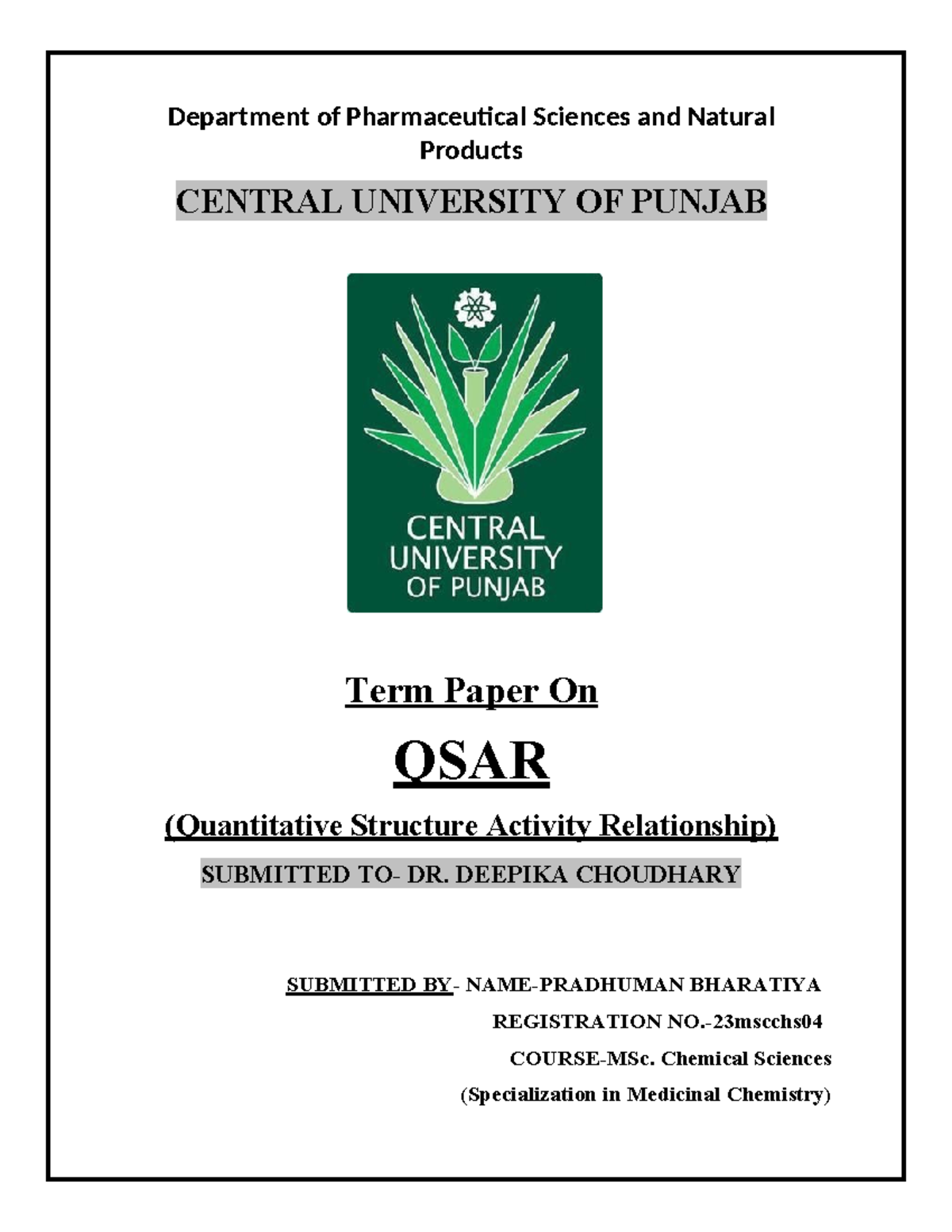 Qsar pradhuman - Detailed study on QSAR - Quantum chemistry,chemistry ...