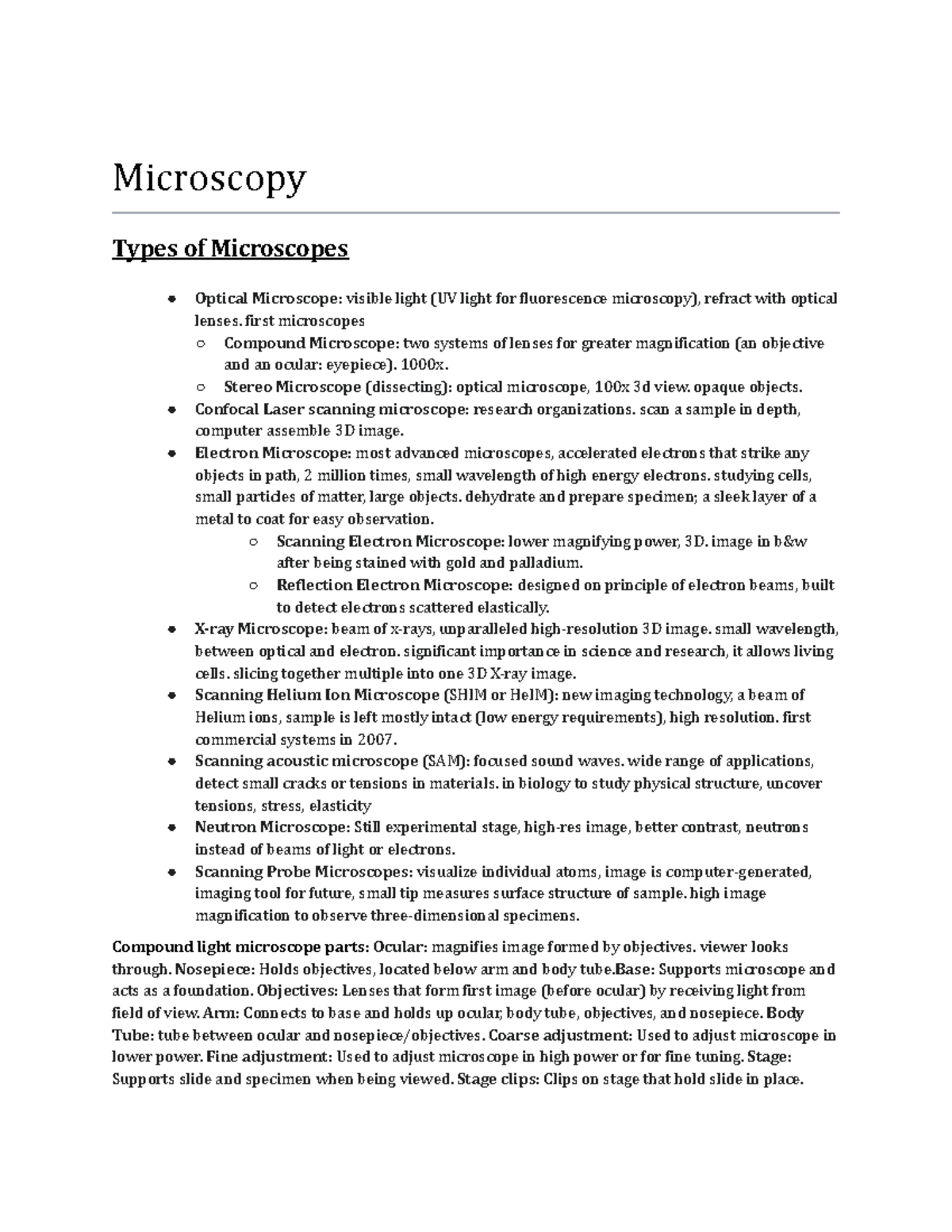 Microbe mission-Scioly - Microscopy Types of Microscopes Optical ...