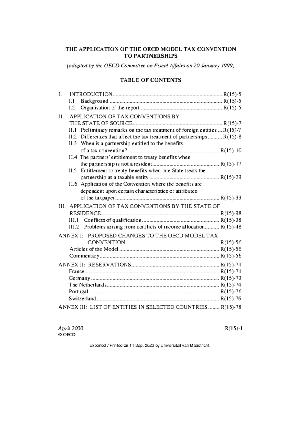 OECD Report on Partnerships 1999 - April 2000 R(15)- © OECD THE ...