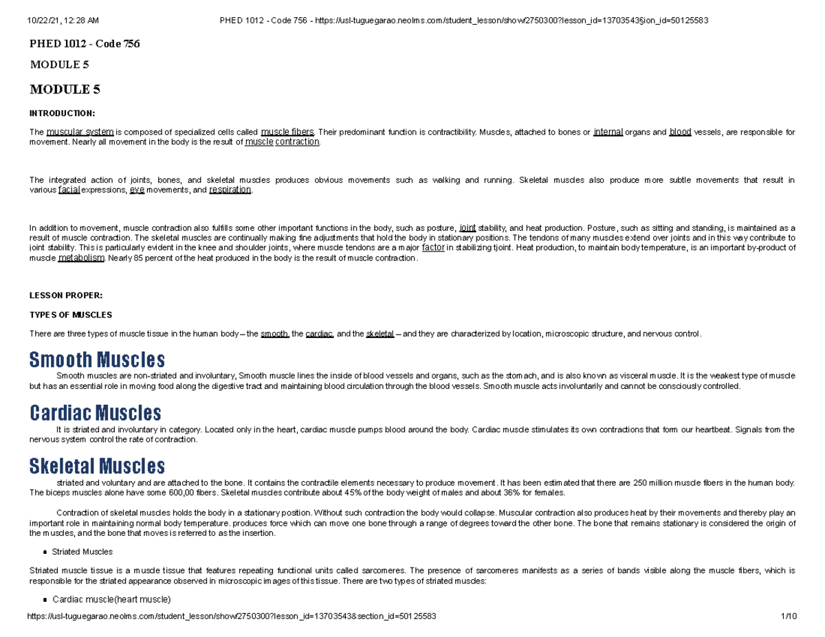 PHED- Module 5 - none - PHED 1012 - Code 756 MODULE 5 MODULE 5 ...