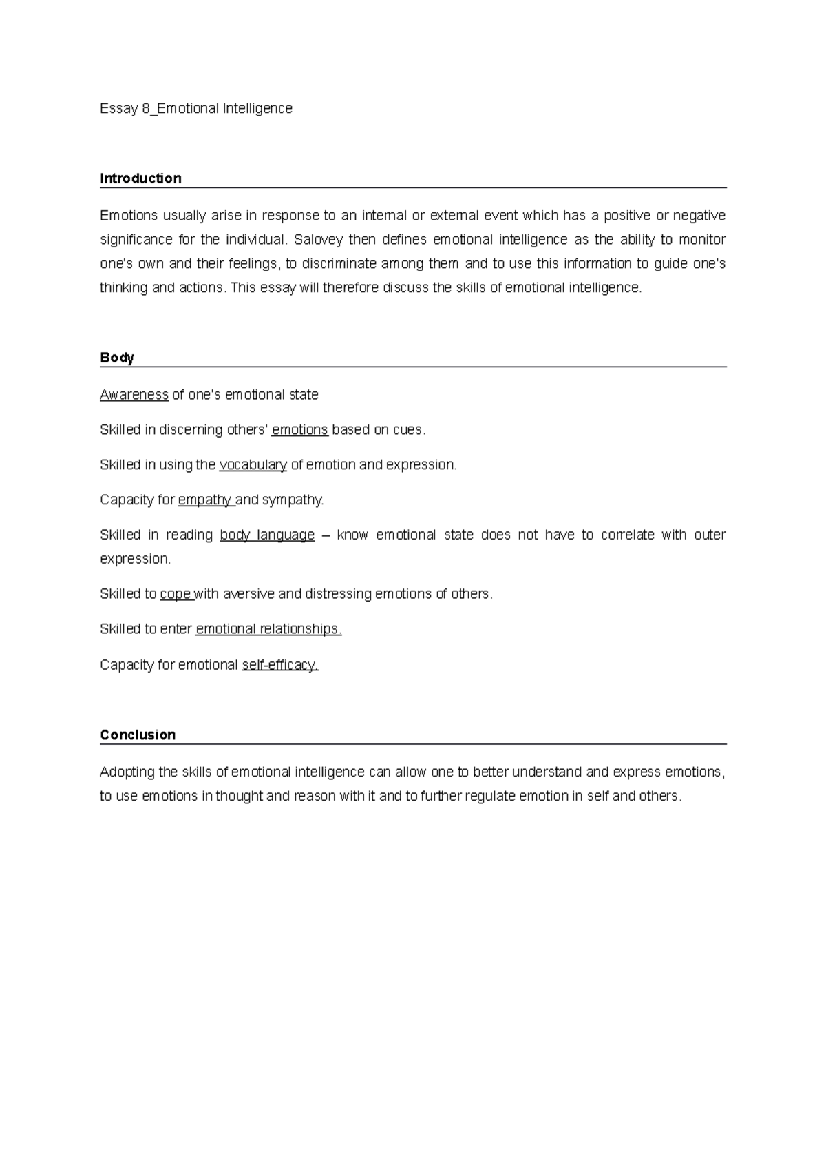 Essay 8 Emotional Intelligence - Essay 8_Emotional Intelligence ...