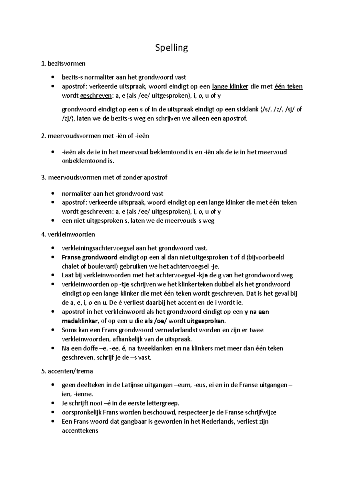 Spelling regels in dialoog examen - Spelling bezitsvormen bezits-s ...